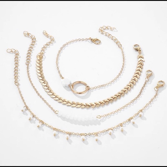 Jewelry | Multilayer Bracelets Gold And White | Poshmark